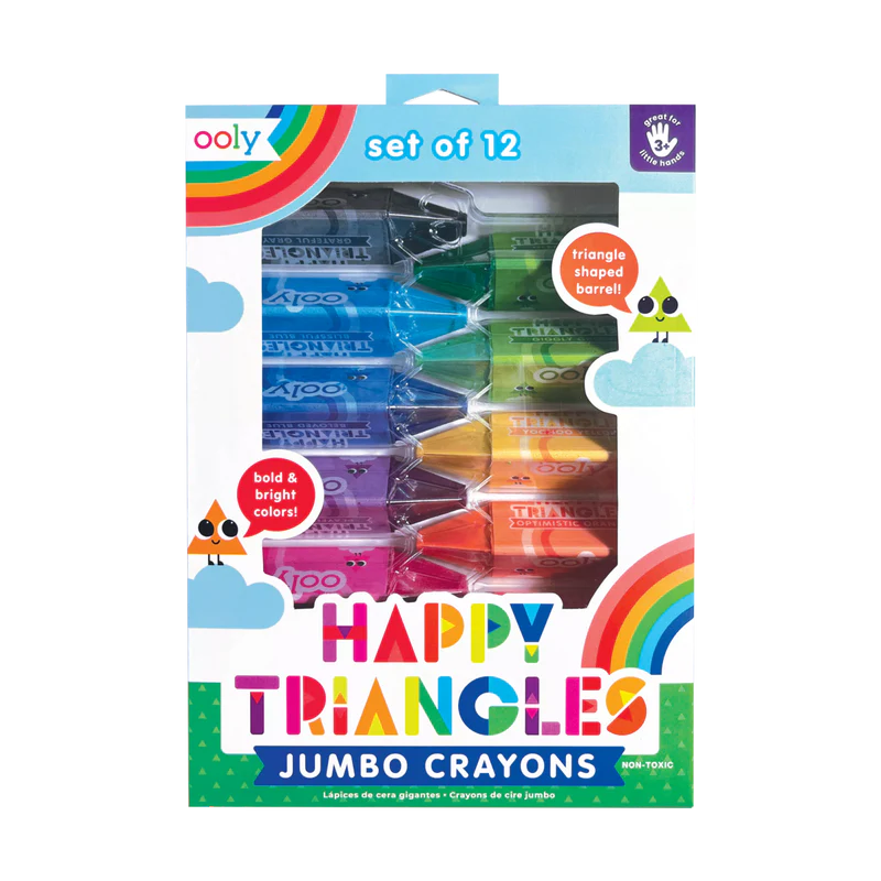 Ooly Happy Triangles Jumbo Crayons - Set of 12 – Acorn & Pip