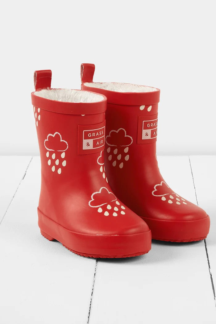 Grass & Air: Ruby Red Colour-Changing Kids Wellies – Acorn & Pip