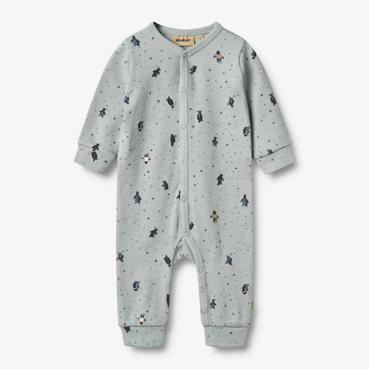 Wheat: Jumpsuit Bendji - Soft Rain Penguins – Acorn & Pip