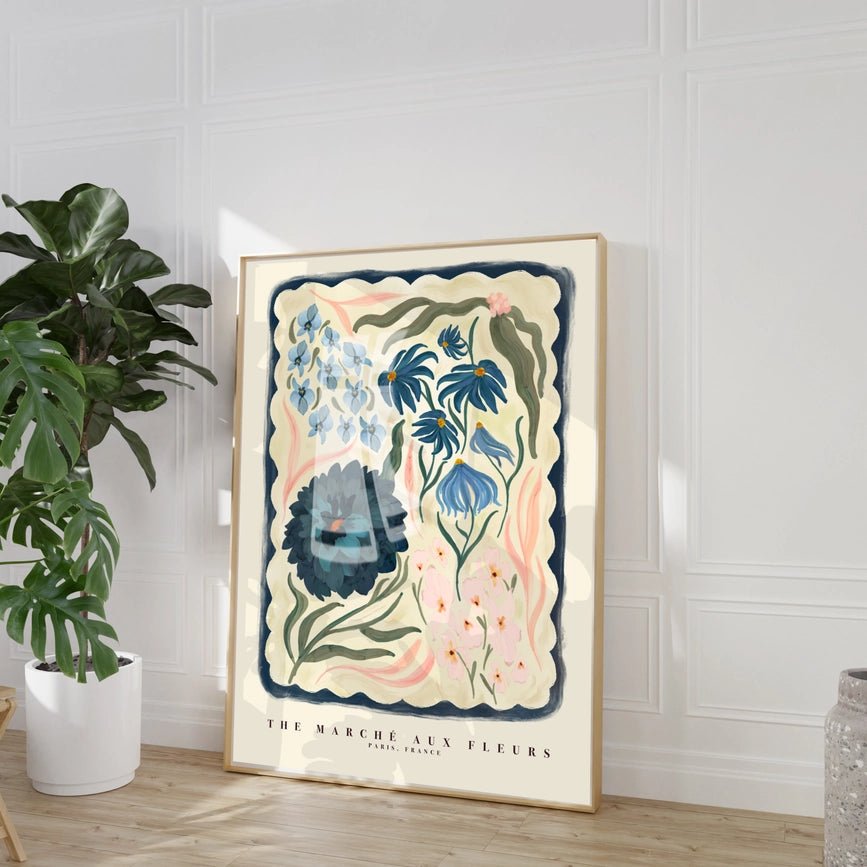 Kate Fox Design: Blue Flowers - A4 Print – Acorn & Pip